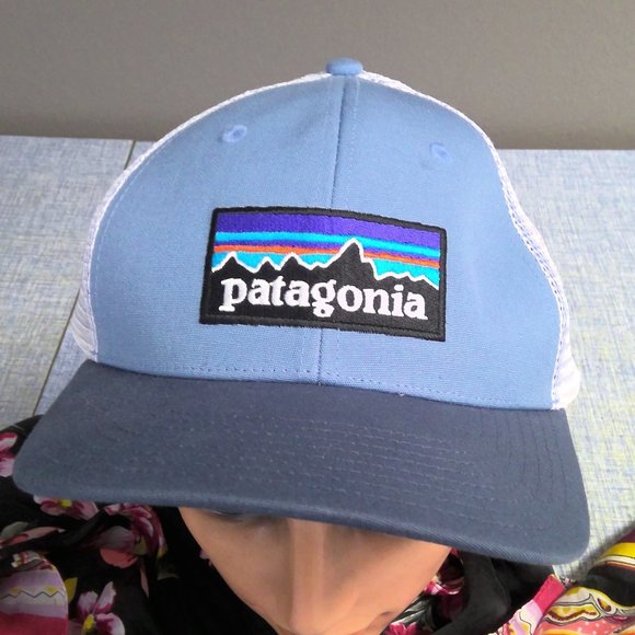 Patagonia | Accessories | Patagonia Logo Trucker Mesh Snapback Baseball Cap Hat Blue | Poshmark
